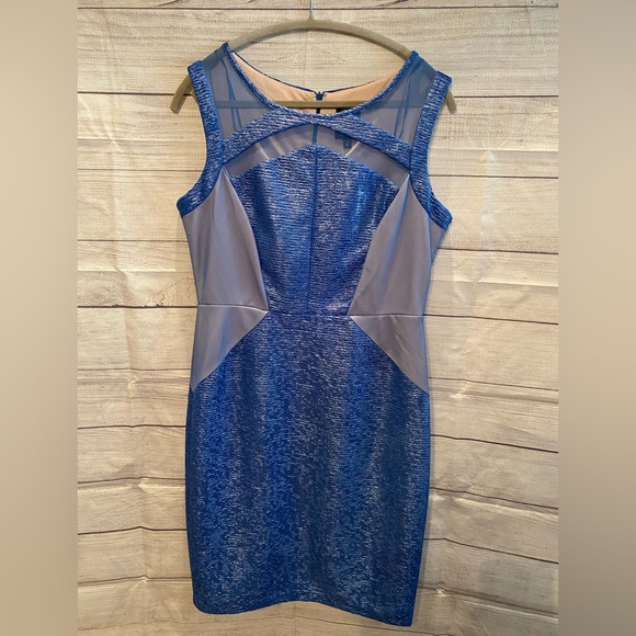 Jax | Dresses | Jax Metallic Light Blue Midi Dress | Poshmark